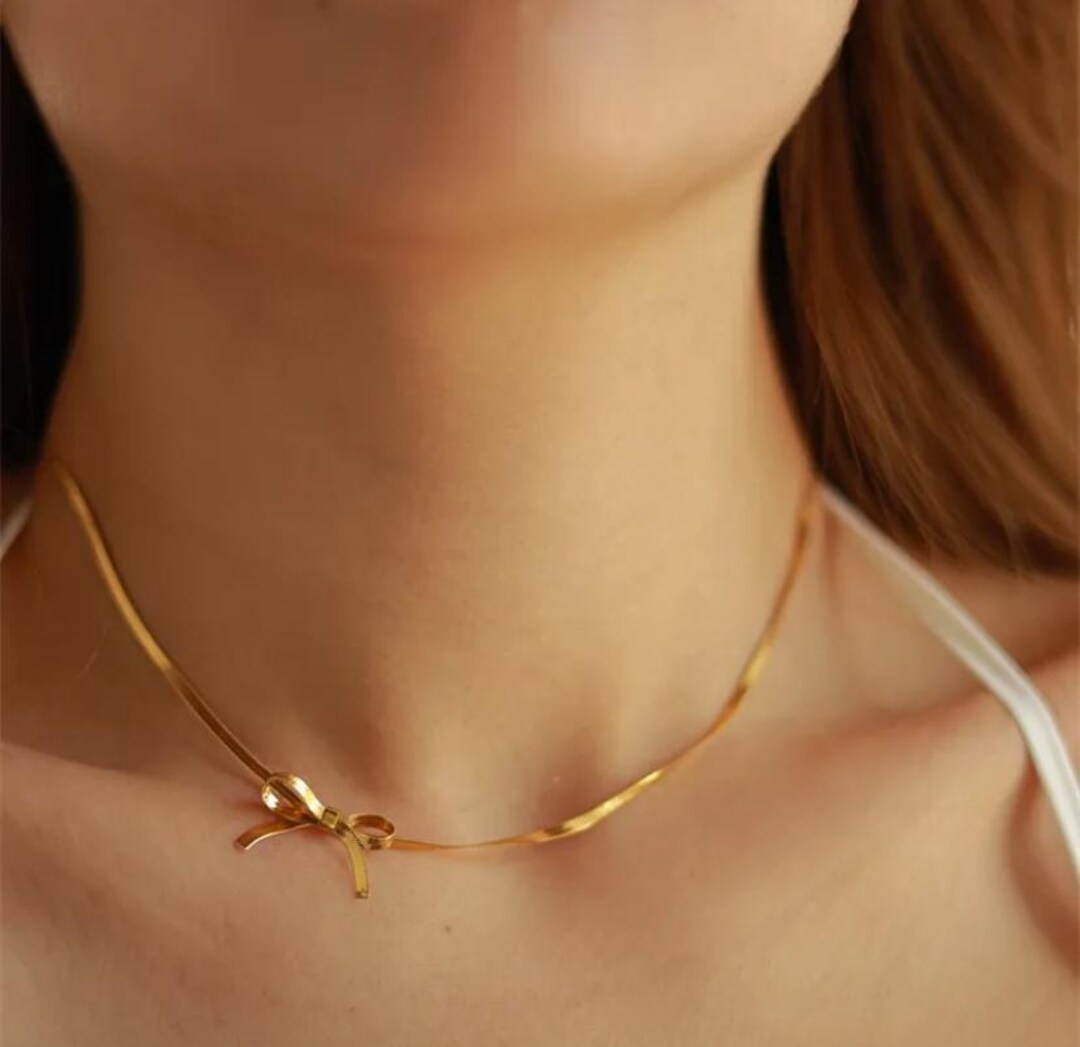 Stainless Steel 18K Gold Plated Simple Style Classic Style Plating Bow ...