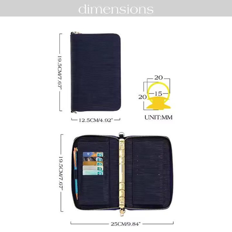 A6 Luxury Gold Ring Leather Budget Binder Wallet - Etsy