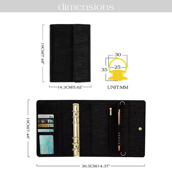 A6 Luxury Leather Cash Binder Wallet - Etsy