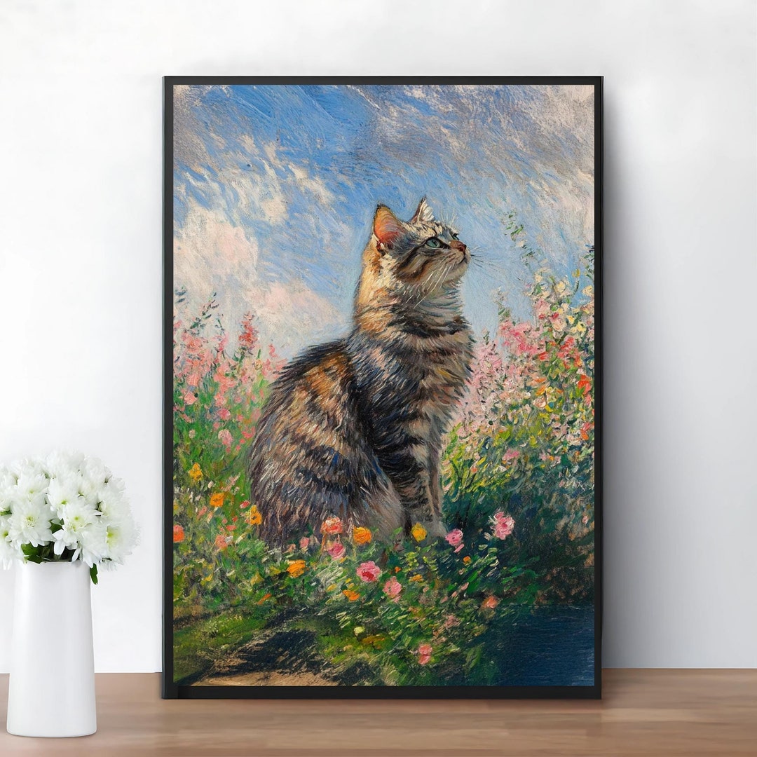 Cat Garden Poster, Claude Monet, Cat Wall Decor, Gift for Cat Mama ...
