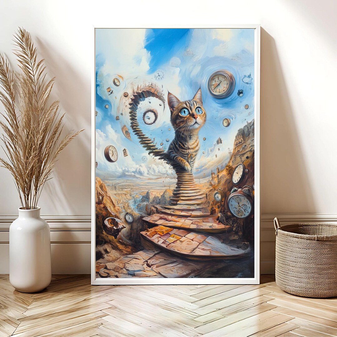 Salvador Dali Cat Art Print | Surreal Cat Digital Download | Cat Lover ...