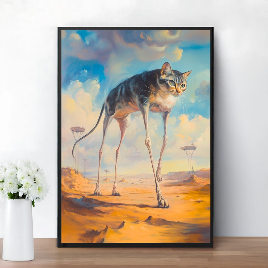 Salvador Dali Cat Poster, Surrealism Art Print, Funny Cat Print, Wall ...