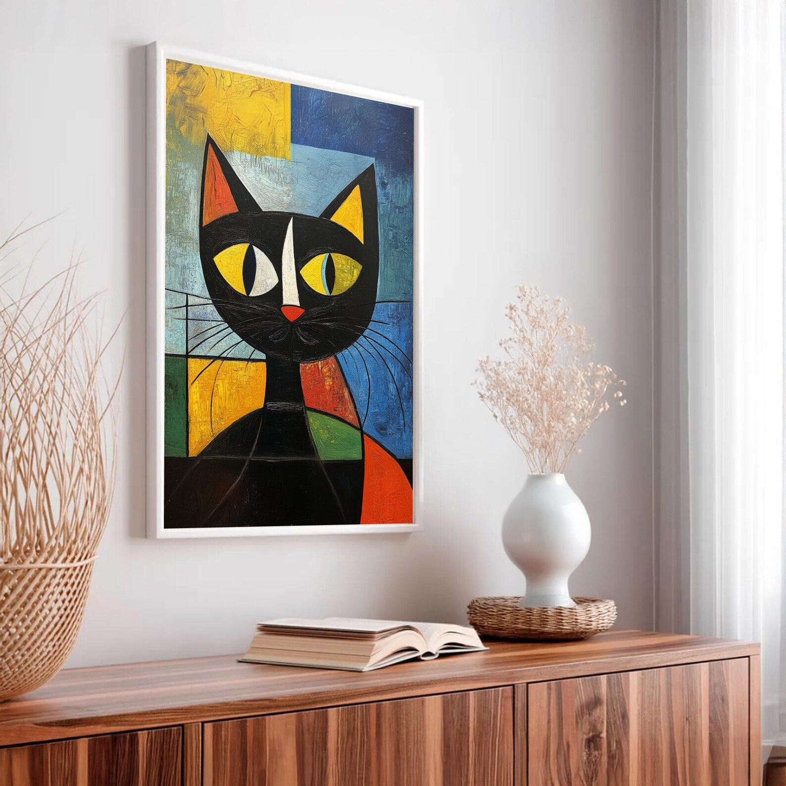 Picasso Cat Poster, Abstract Wall Art, Home Decor Print, Black Cat Art ...