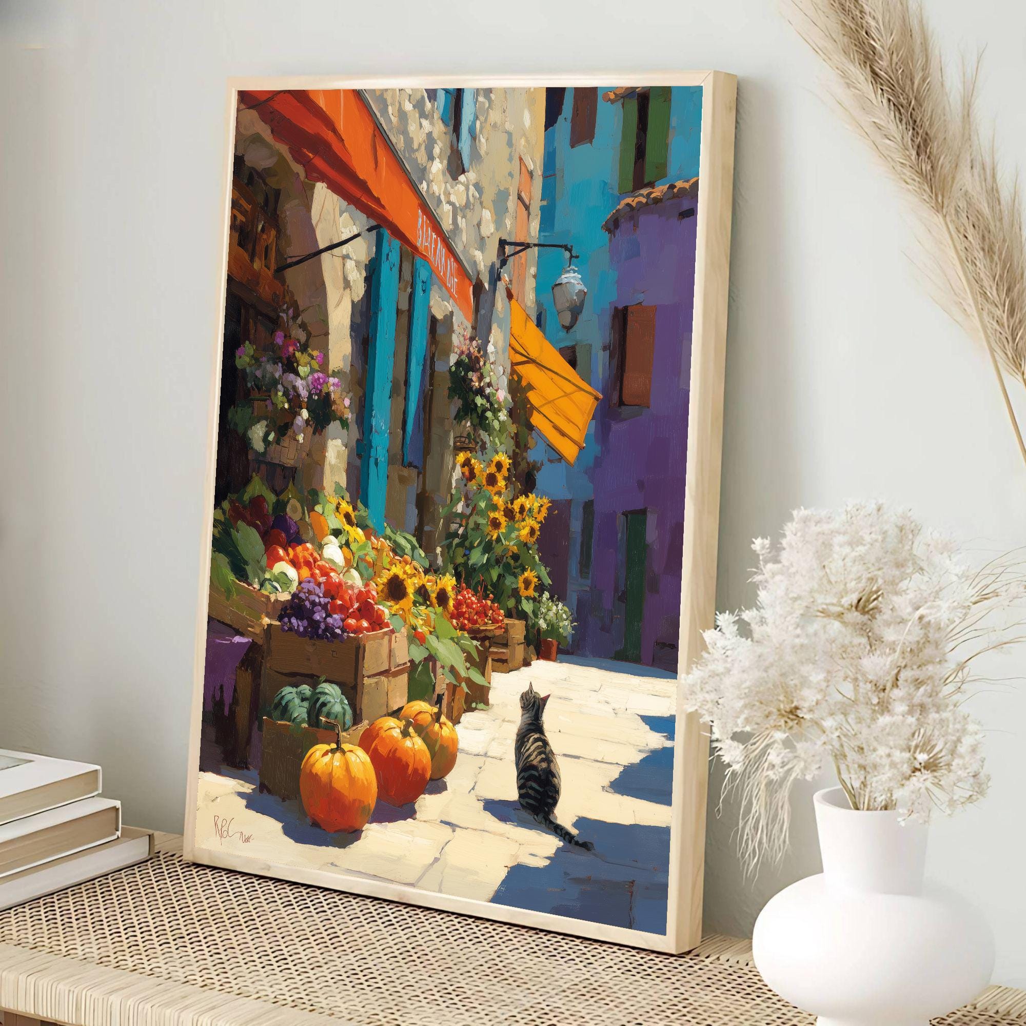 Farmhouse Cat Digital Art Print | Rustic Cat Decor | Country Style Wall ...