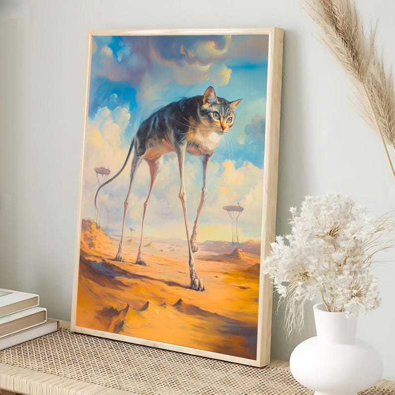 Salvador Dali Cat Poster, Surrealism Art Print, Funny Cat Print, Wall ...