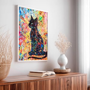 Jackson Pollock Cat Poster, Colorful Wall Art, Trendy Wall Art, Jackson ...