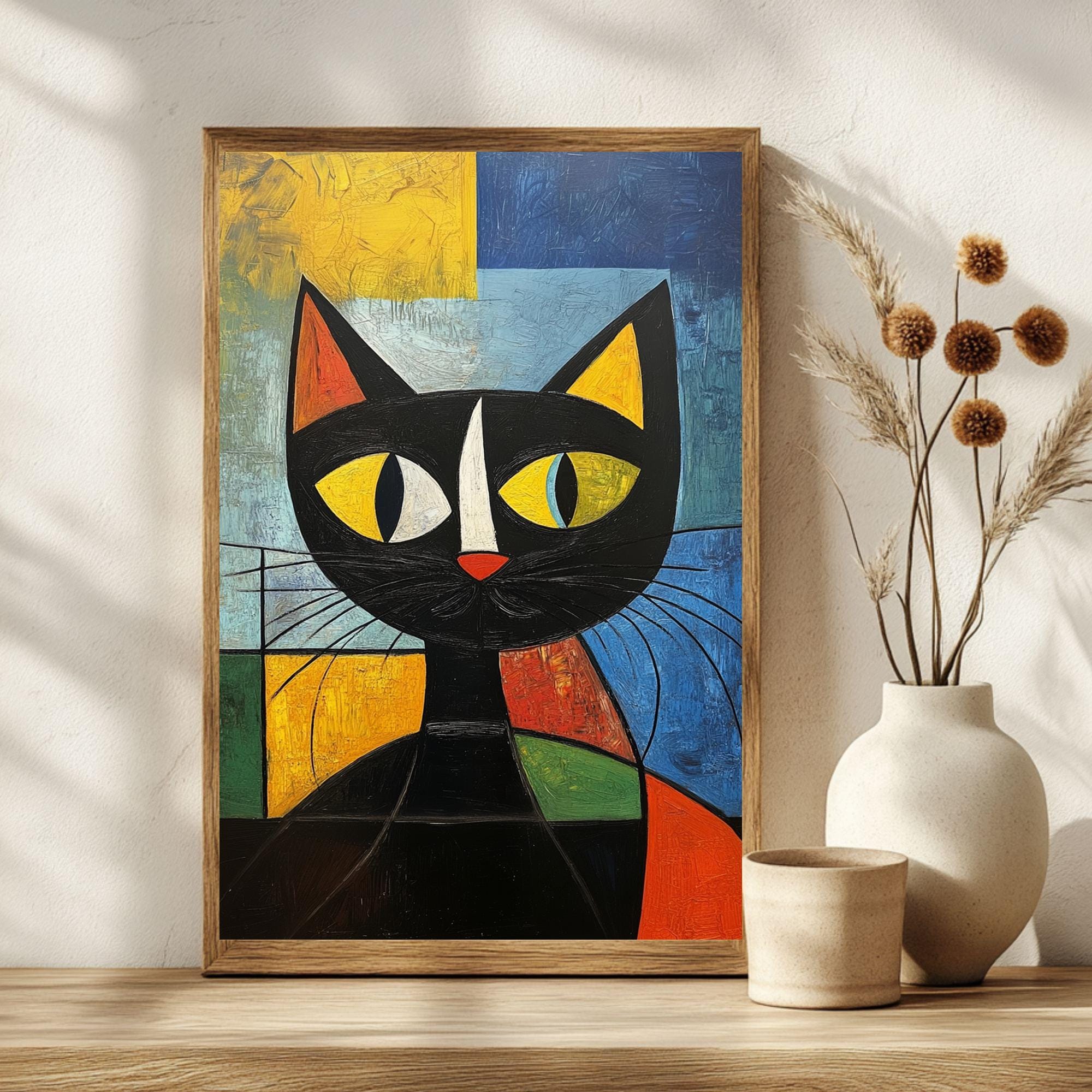 Picasso Cat Cubism Art Print | Abstract Feline Digital Download | Pet ...