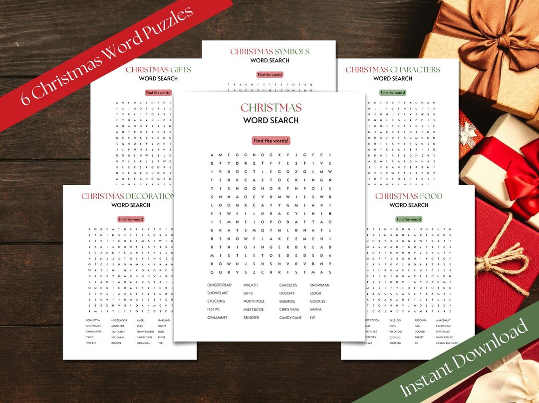 Christmas Word Search Bundle 6 Games Printable PDF With Answer Keys ...