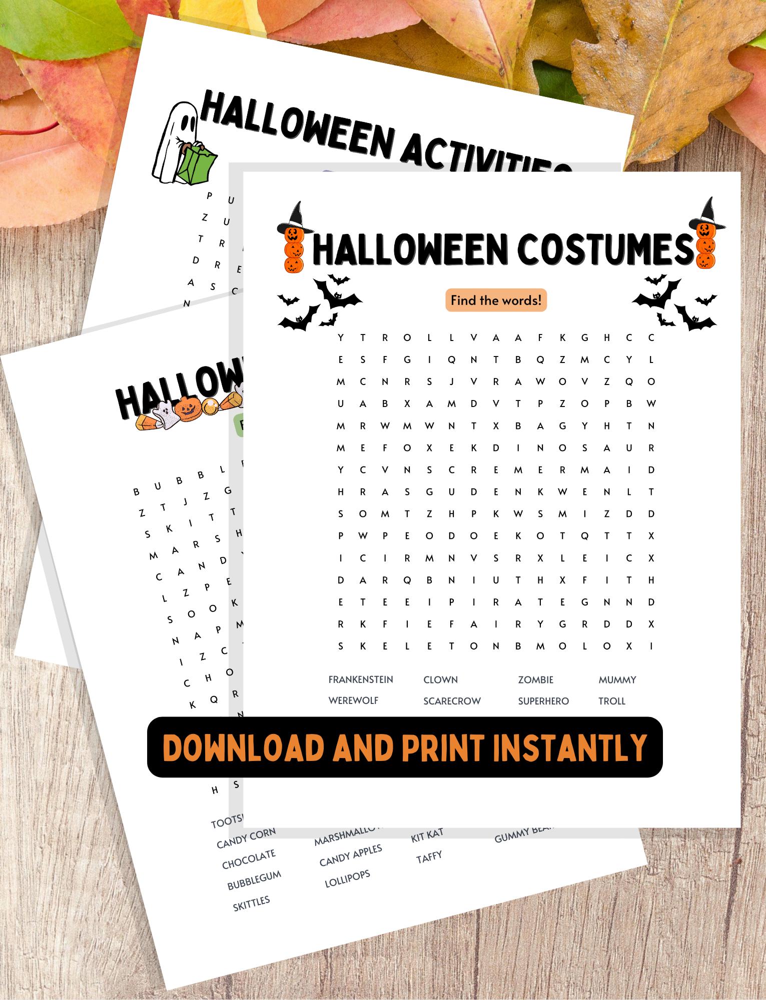 Halloween Word Search Bundle Halloween Printable Word Search Halloween ...
