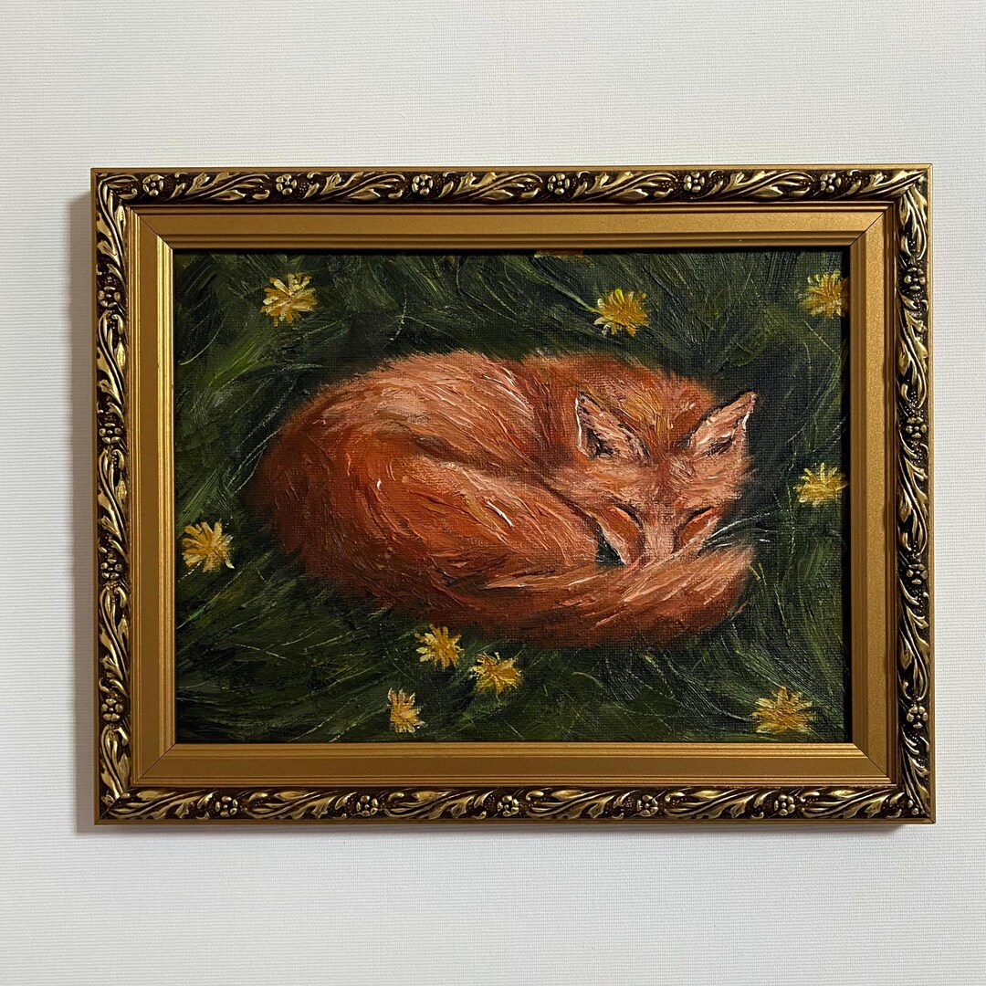 Original Acrylic Fox Painting Hand-painted Vintage Fox Nursery Wall ...