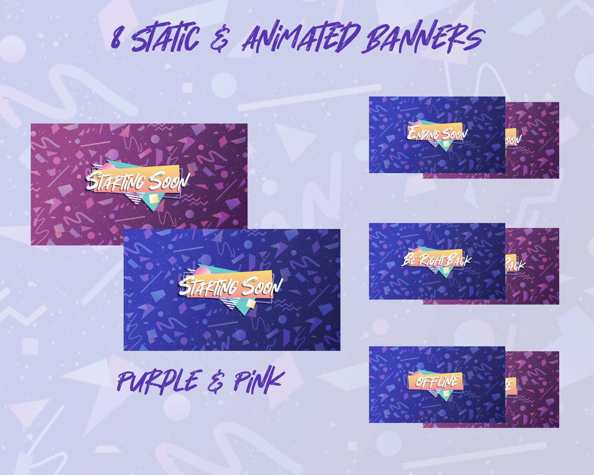 Animated 80s 90s Retro Stream Overlay Package - Twitch, Youtube ...