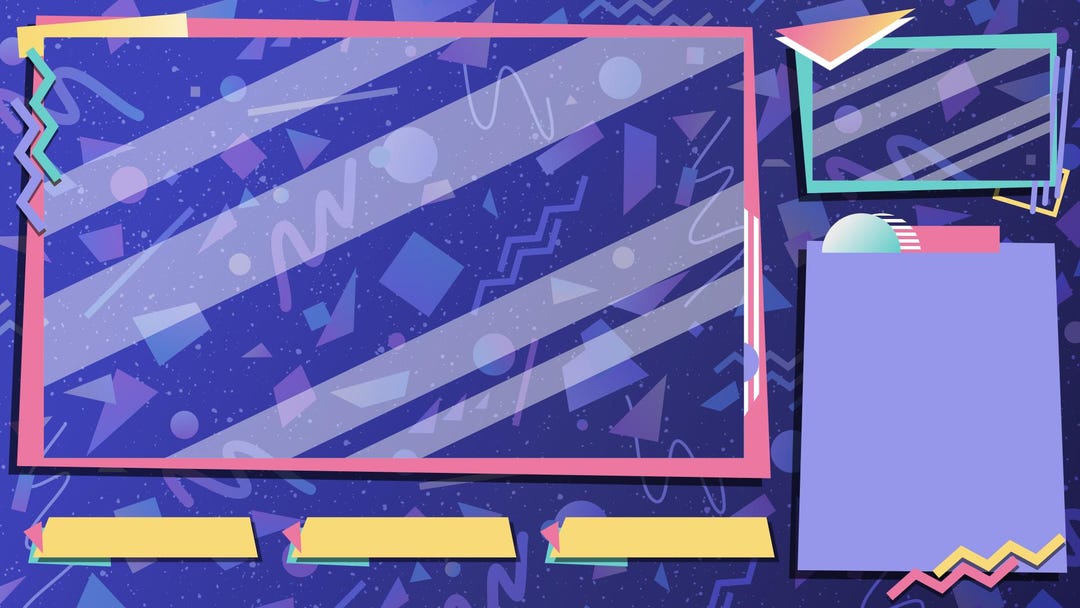 80s 90s Stream Overlay Package Twitch, Youtube, OBS Purple Pink ...
