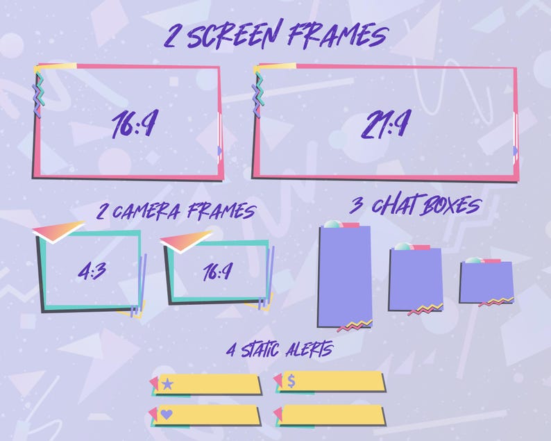 Animated 80s 90s Retro Stream Overlay Package - Twitch, Youtube ...
