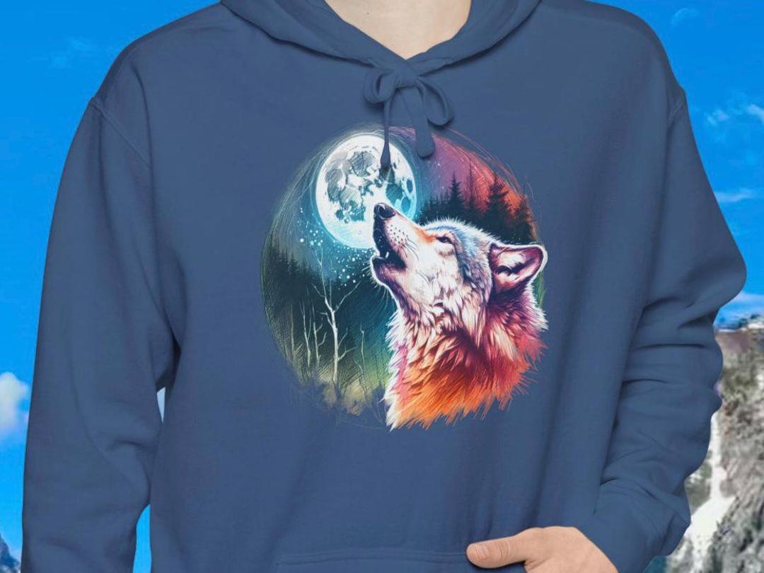 Wolf Howling at the Moon Comfort Colors Garment Dyed Hoodie S - 3XL ...