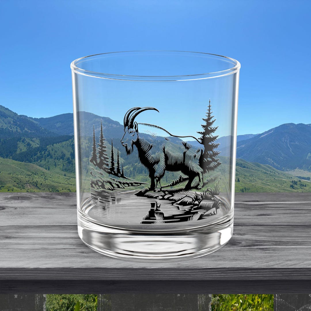 Mountain Goat @ Stream 10 Oz Rocks Glass Made in USA Whiskey Cocktail ...