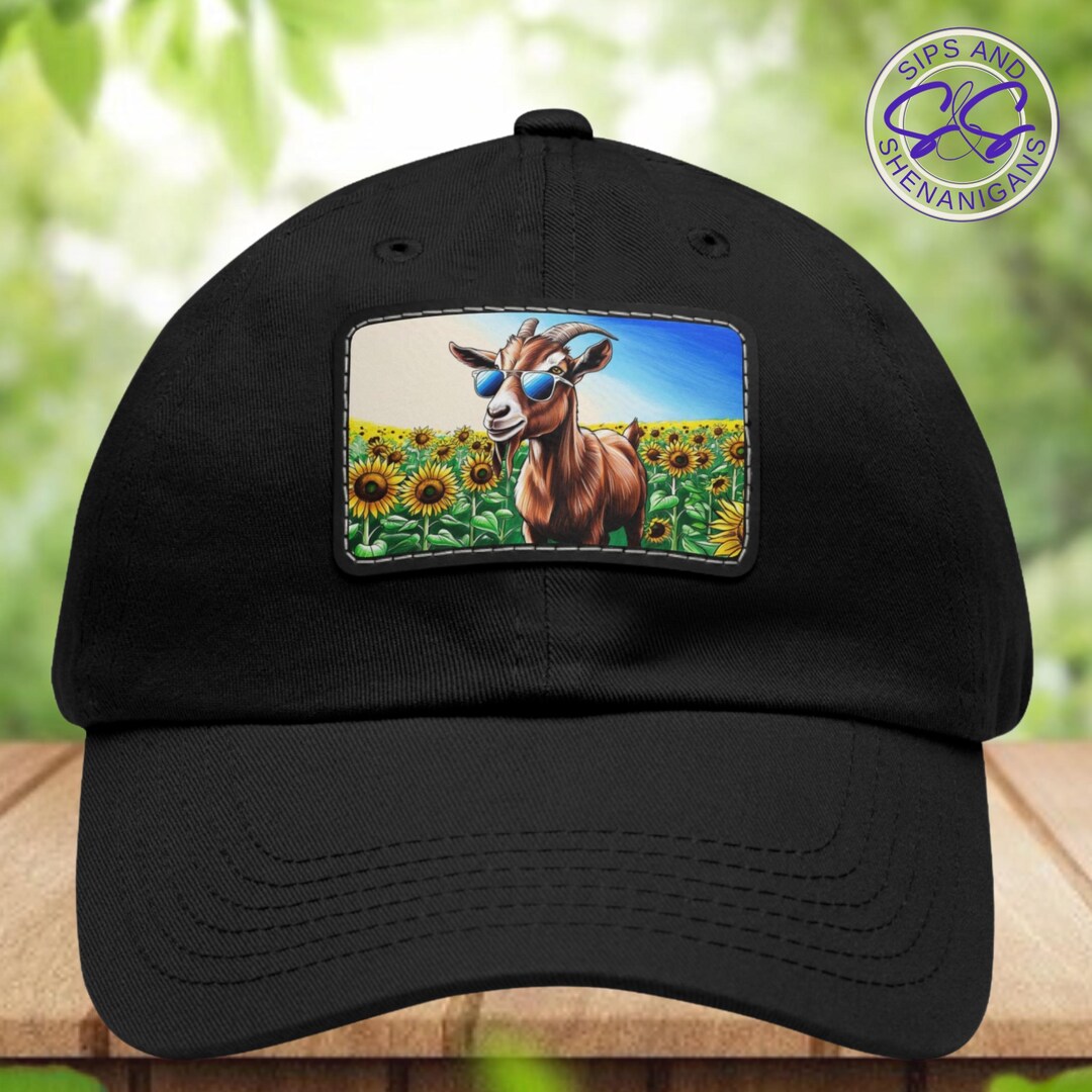 Goat Wearing Sunglasses Hat Goat and Sunflowers Dad Hat Greatest of All ...