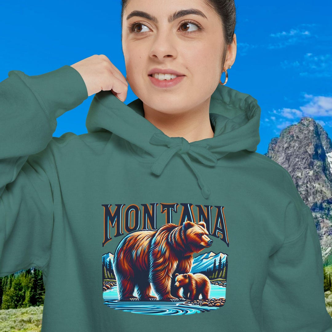 Montana Grizzly Bears Comfort Colors Unisex Garment Dyed Vintage Hoodie Montana Pullover Yeti ...