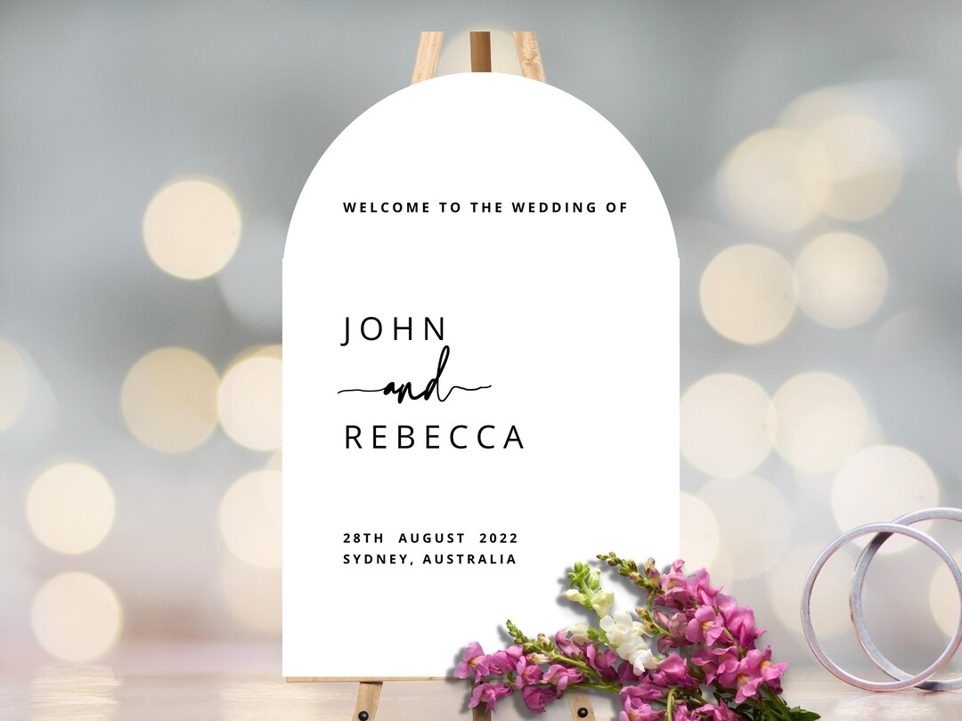 Arched Wedding Sign Plaque White Acrylic Wedding Welcome Sign| Wedding ...