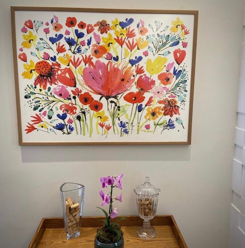 Abstract Flower Field Art Print: Colorful Watercolor Floral Garden - Etsy