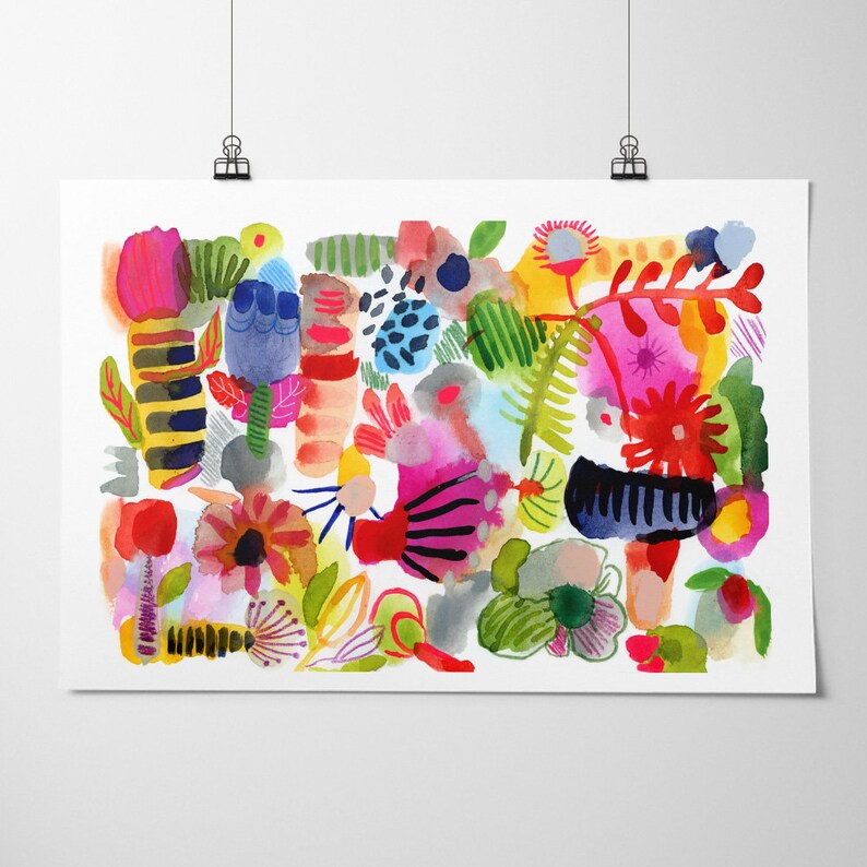 Fresh Art Print, Abstract Watercolor Art, Colorful Art, Home Decor ...