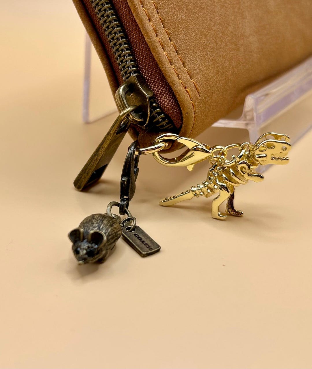 Gold T Rex Dinosaur or Antique Brass Mouse / Rat MICRO Bag Charm ...