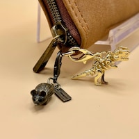 Handmade Genuine Leather T-rex Skeleton Keychain Dinosaur Bag Charm ...