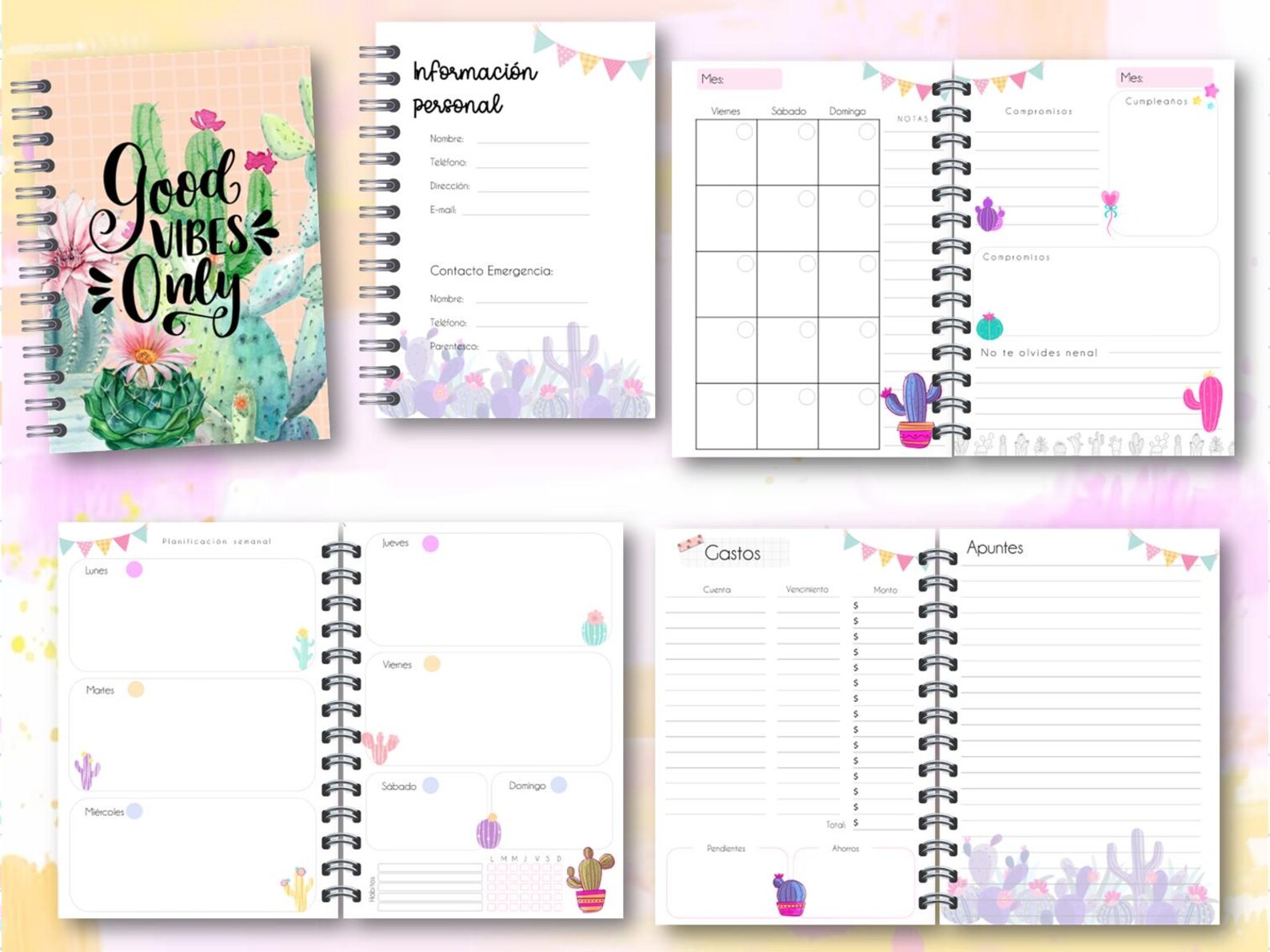 Agenda Planner Design Succulents 2025 Editable in PPT - Etsy