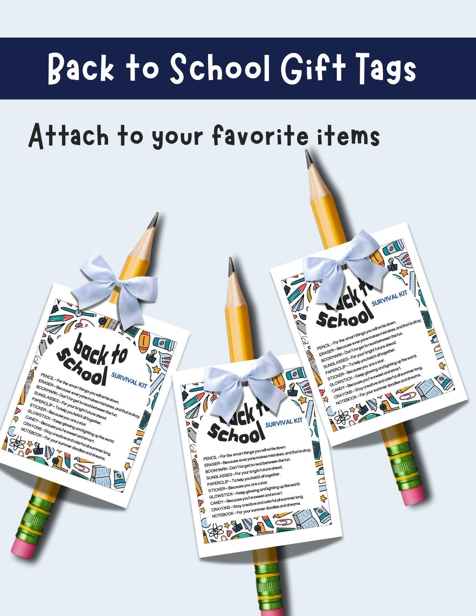 Back to School Survival Kit Tag - Printable Gift Tag for Students From ...