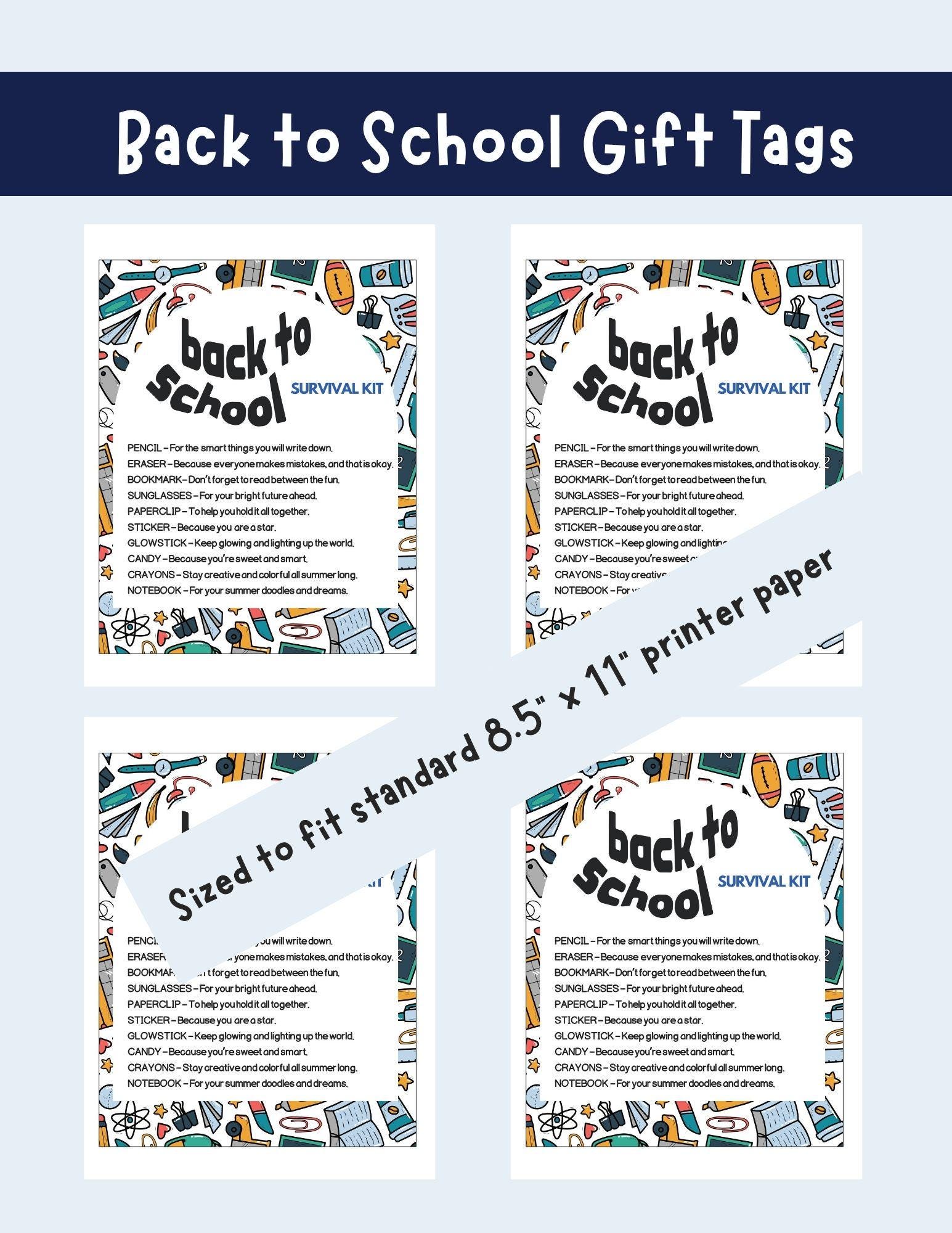 Back to School Survival Kit Tag - Printable Gift Tag for Students From ...
