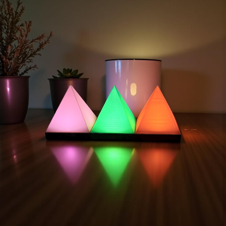 Night Light Lamp Pyramid 3D Printed, Modern Home Light, Decor Lighting ...