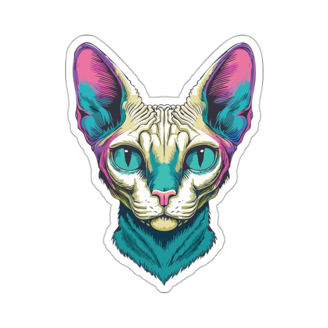 Colorful Sphynx Cat Stickers – Aesthetic Vinyl Cat Decals – Cute Kitty ...