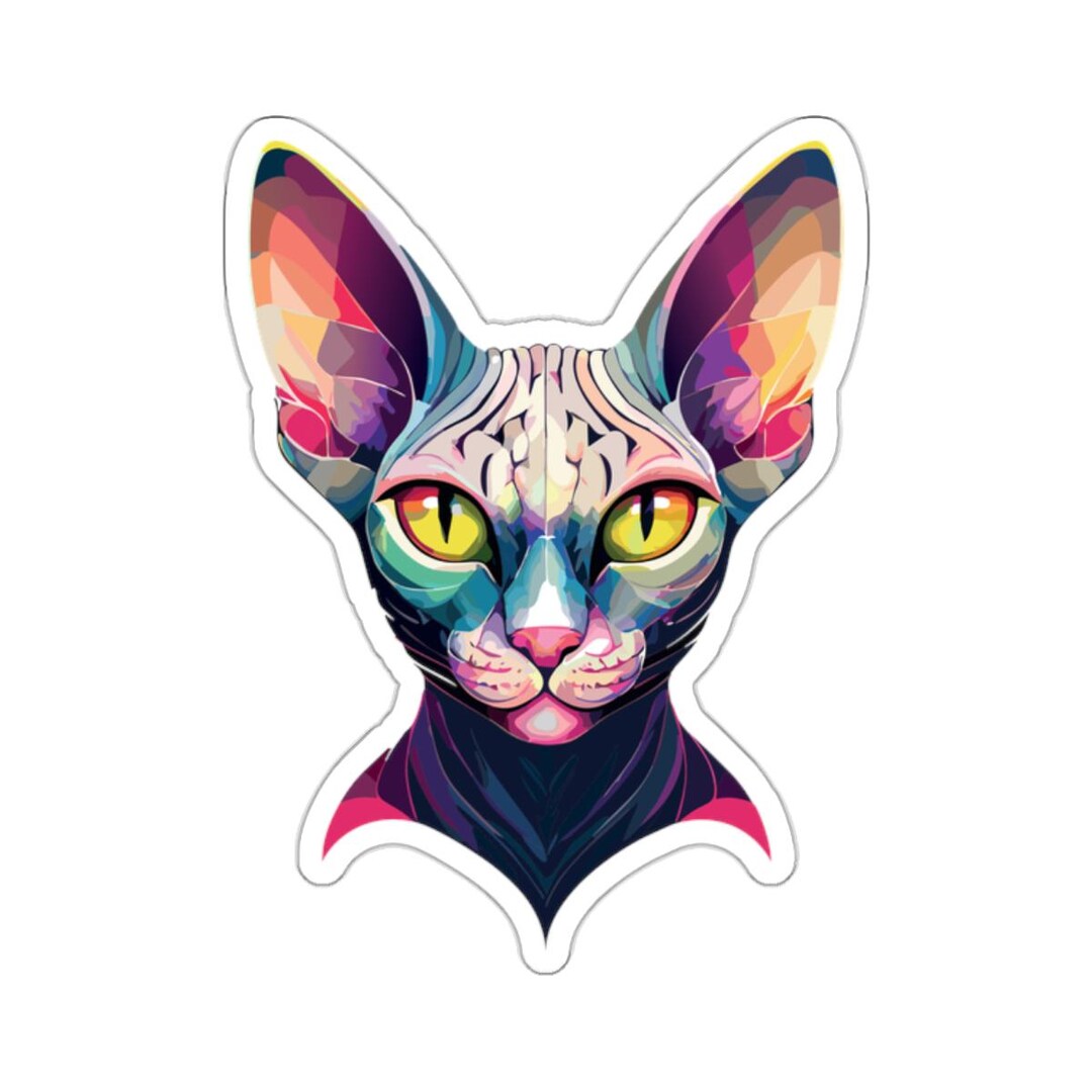 Colorful Sphynx Cat Stickers – Aesthetic Vinyl Cat Decals – Cute Kitty ...