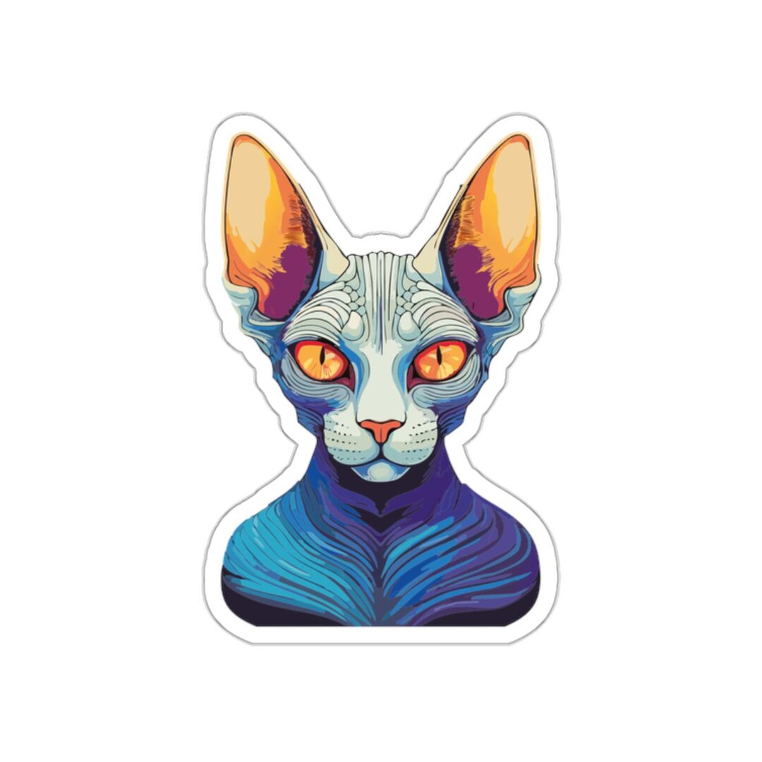 Colorful Sphynx Cat Stickers – Aesthetic Vinyl Cat Decals – Cute Kitty ...