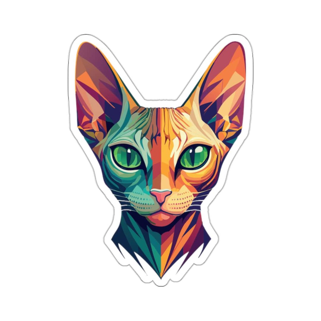 Colorful Sphynx Cat Stickers – Aesthetic Vinyl Cat Decals – Cute Kitty ...