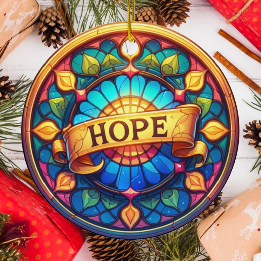 Hope Christmas Ornament | Stained Glass Look | Ceramic Ornament - Etsy