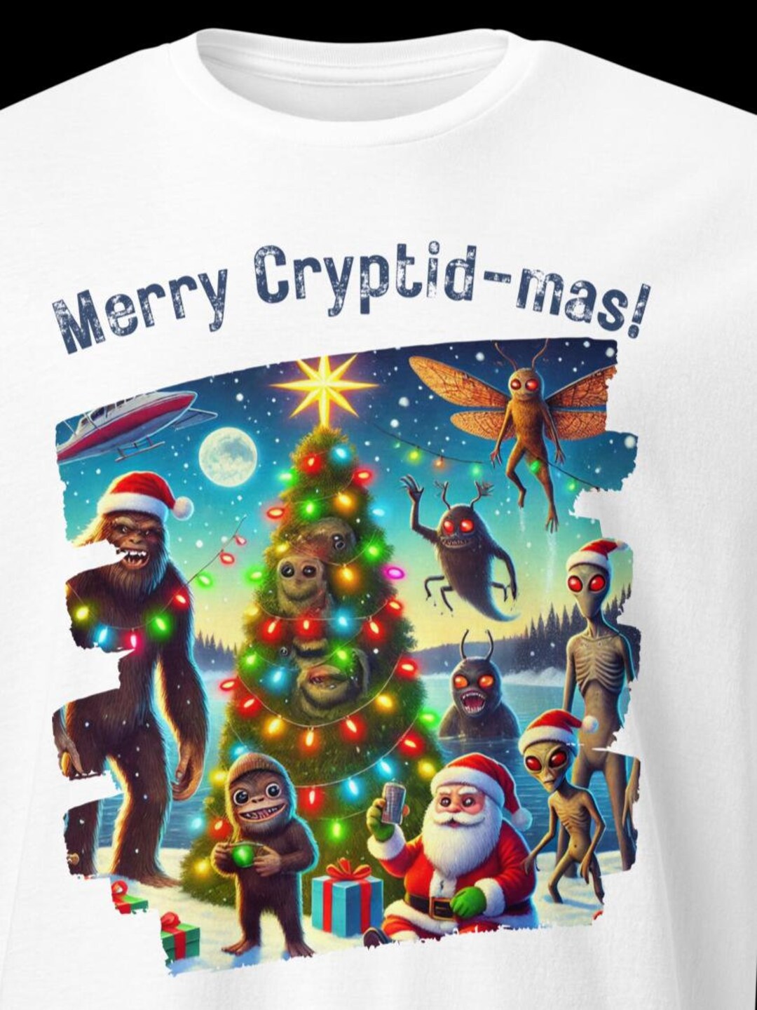 Merry Cryptid-mas Shirt Bigfoot, Mothman, and Other Cryptids Celebrate Christmas - Etsy
