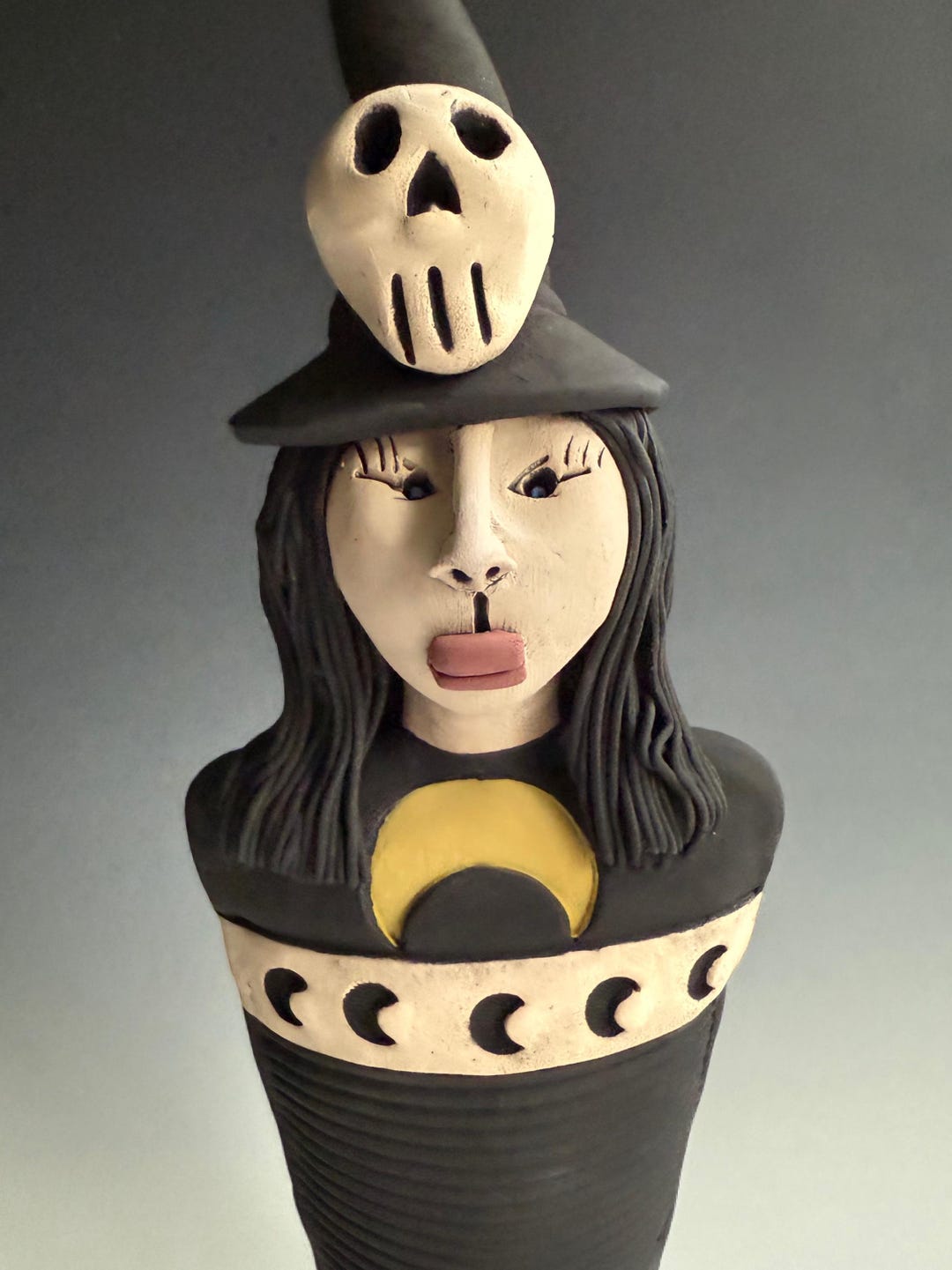 Shaman Clay Sculpture: Mother of Animals, Witch, Halloween Decor, Wicca ...