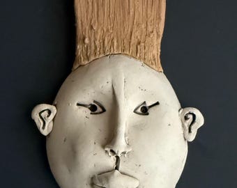 Wall FACE, WOMAN Face, Face Sculpture, Wall Art Face, Ceramic Face ...