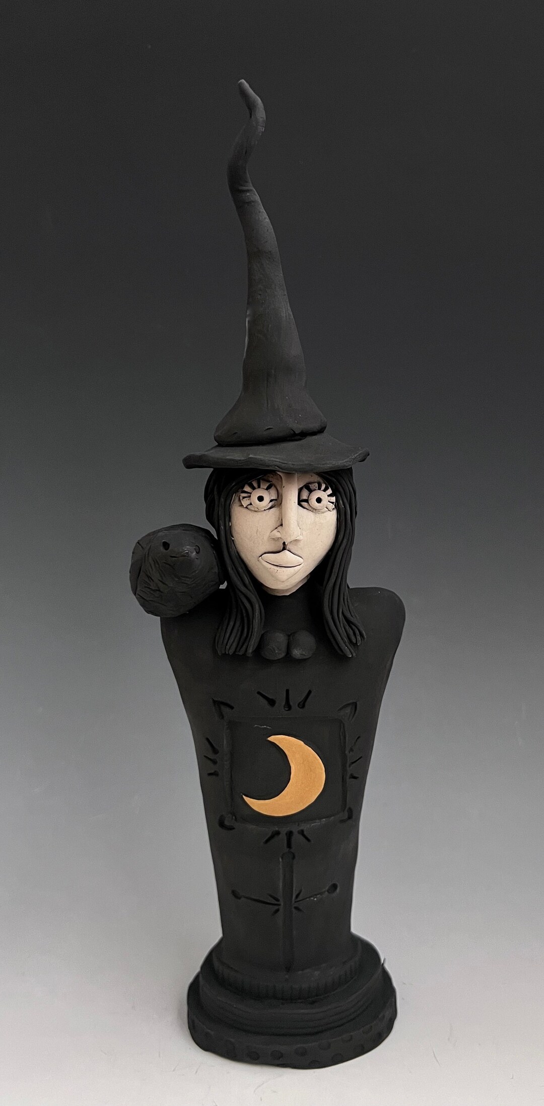 WITCH, Raven, MAGICAL POWER, Practitioner of Wicca, Witchcraft, Clay ...