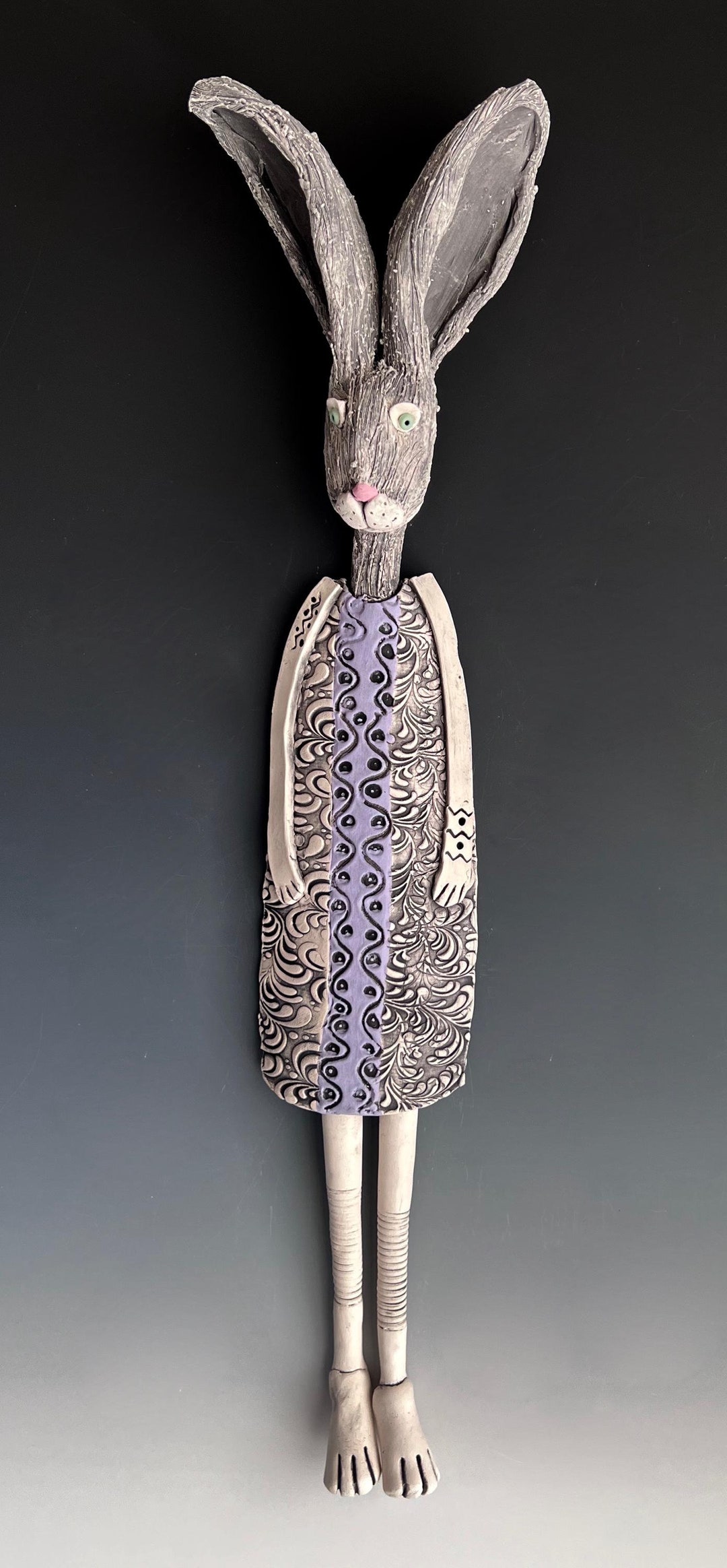 JACKRABBIT, CLAY BUNNY, Ceramic Sculpture, Clay Sculpture, Wall Art ...