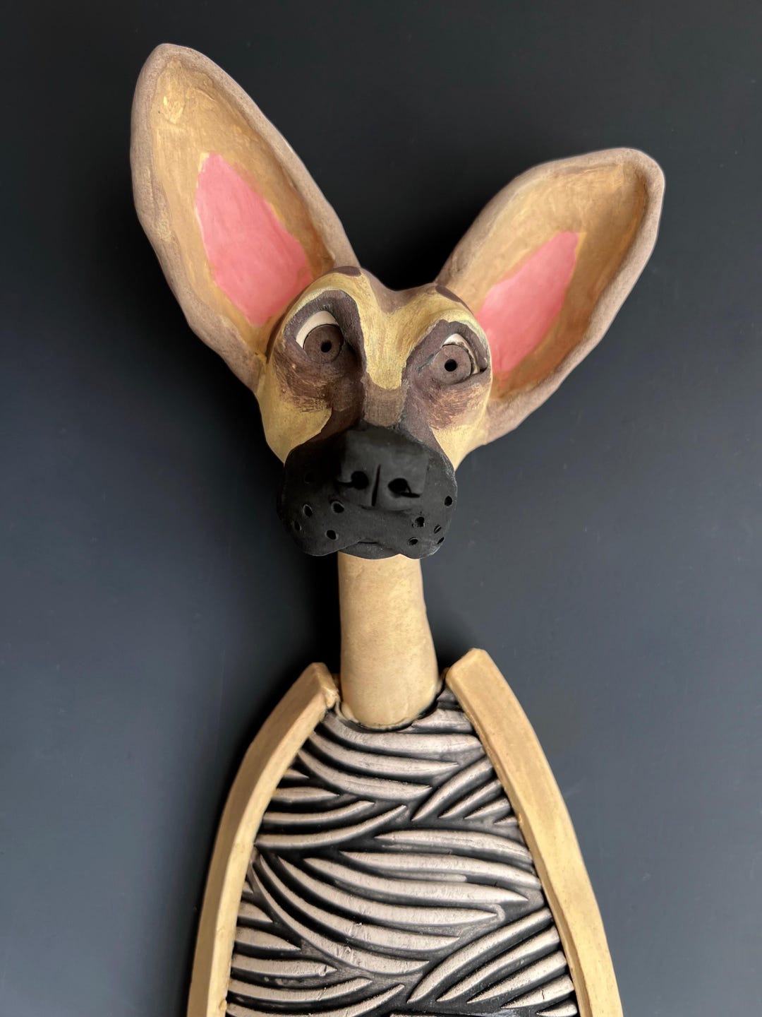 CLAY DOG SCULPTURE, German Shepherd, Dog Wall Hanging, Ceramic Dog, Dog ...