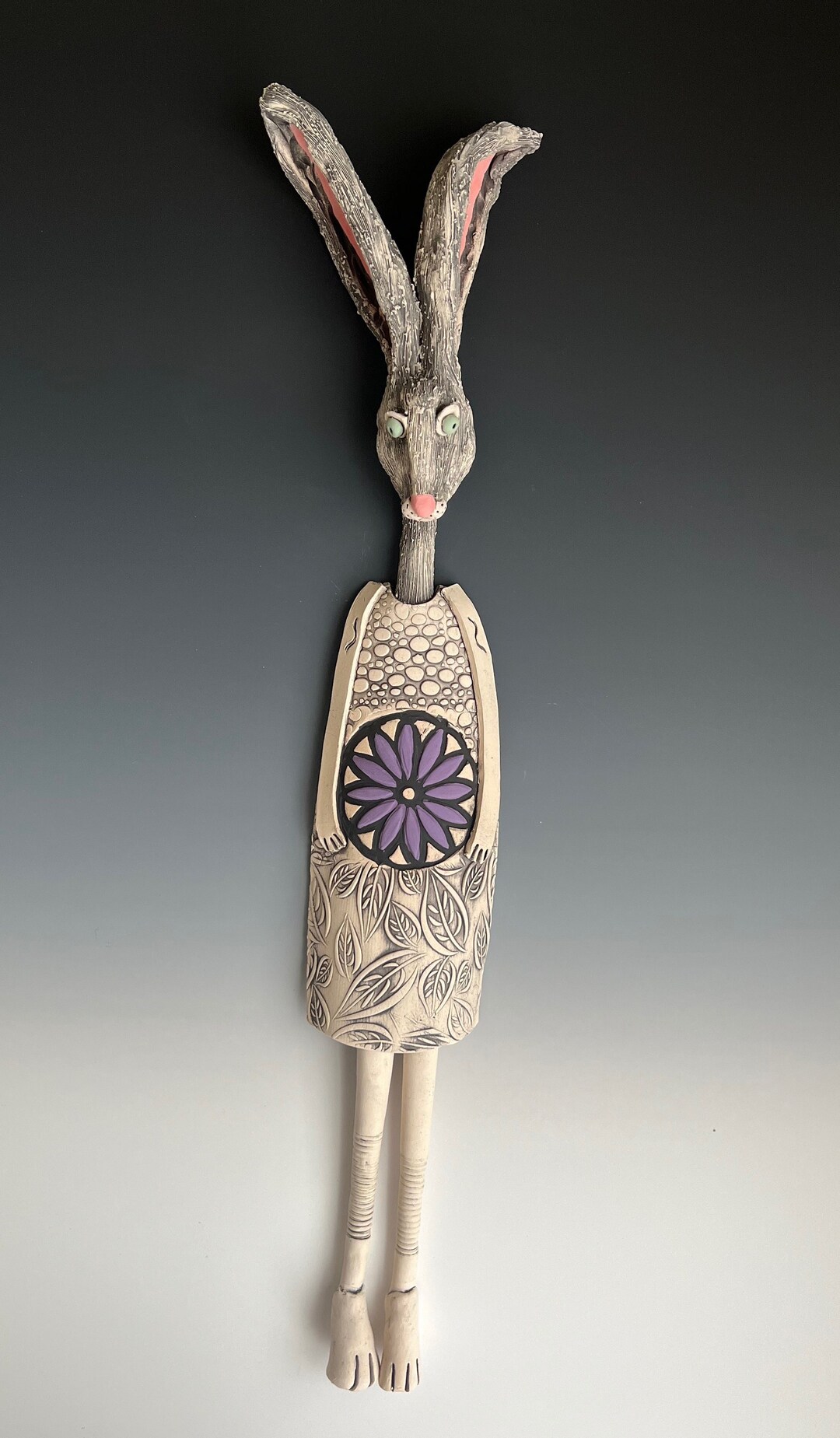 JACKRABBIT, CLAY BUNNY, Ceramic Sculpture, Clay Sculpture, Wall Art ...