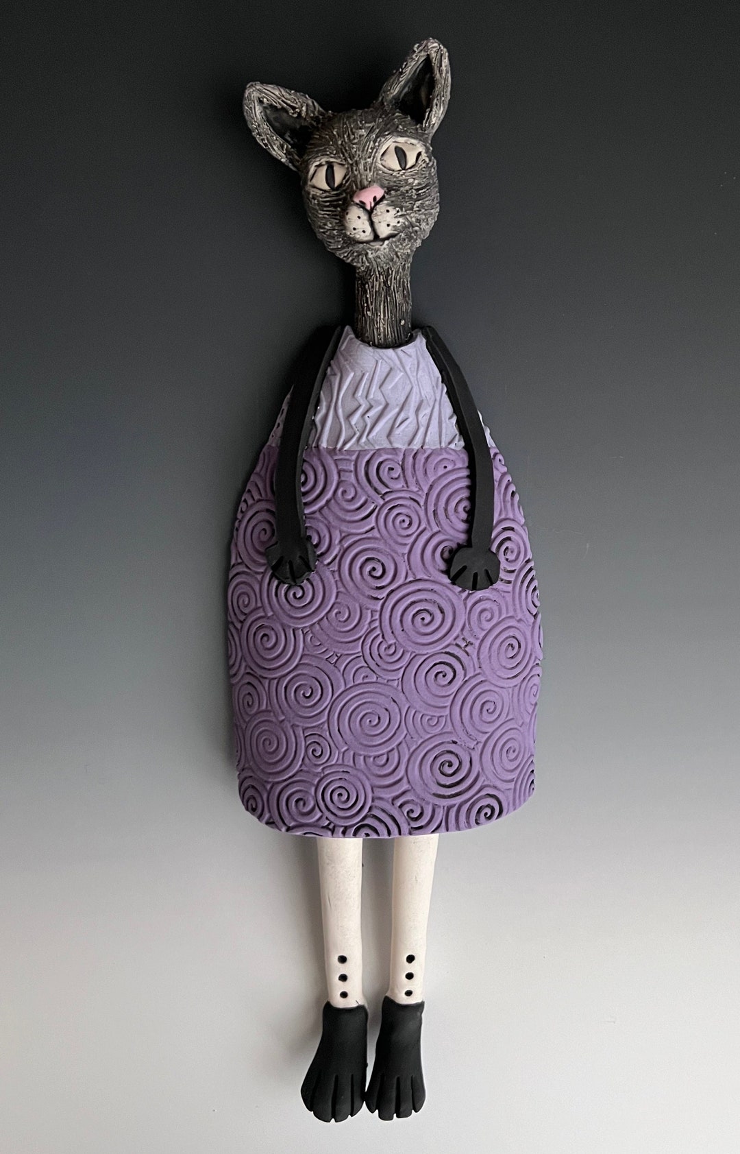 CLAY CAT, CAT, Ceramic Cat Sculpture, Clay Sculpture, Cat Wall Art ...