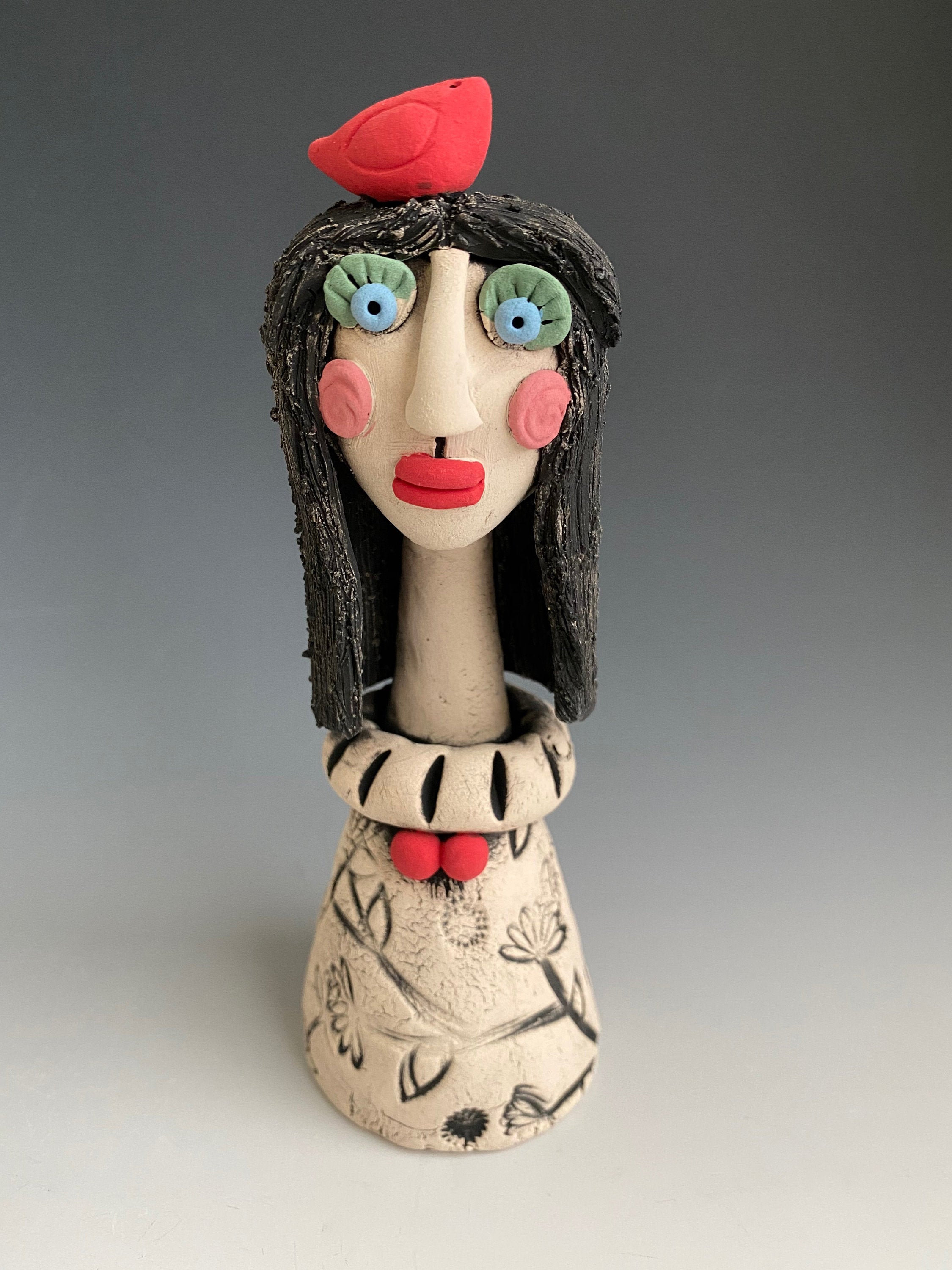 Handmade Sculpture CERAMIC SCULPTURE Small Lady Clay Figurine ...