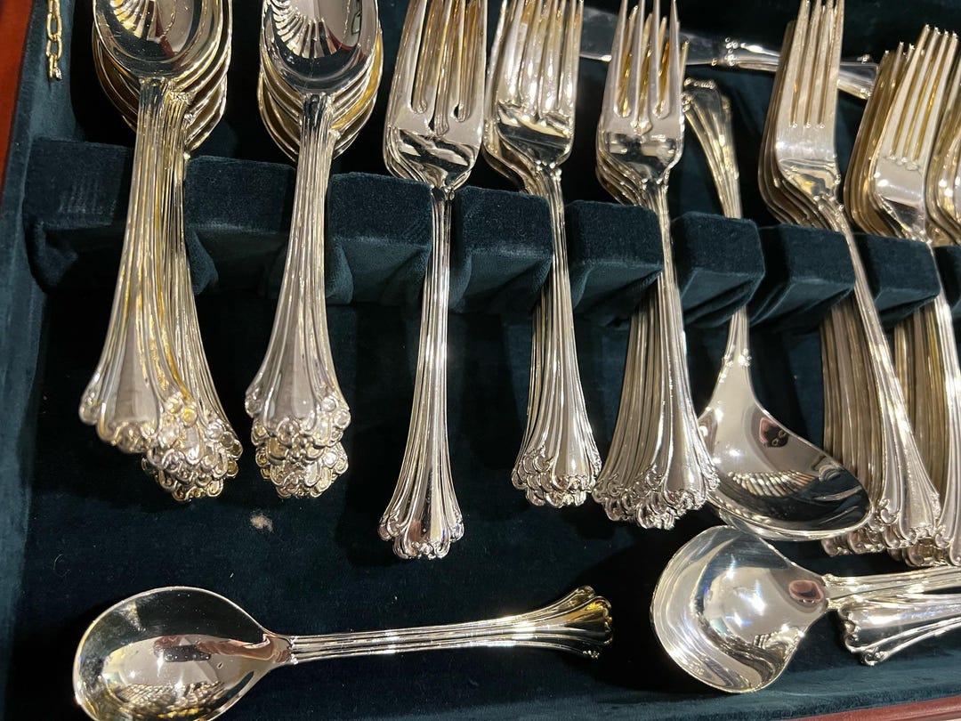 Vintage New American Chippendale Silverware Setting for 16 by FB Rogers ...