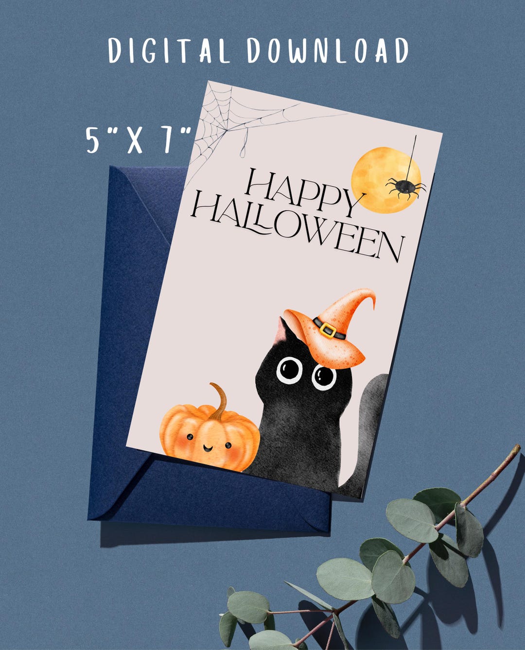 Happy Halloween Printable Card Digital - Download Watercolor Card ...