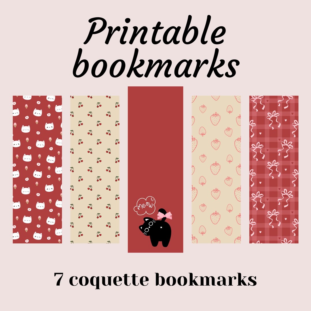 Coquette Bookmark for Women, Bookmark Svg Png Pdf Cute Bookmarks ...