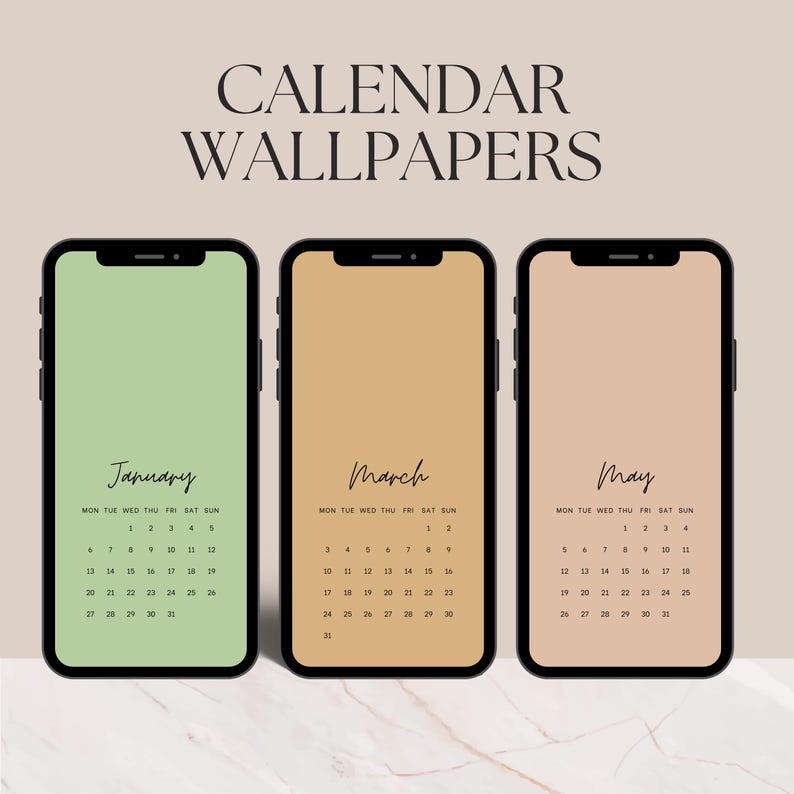 2025 Monthly Calendar for Phone -3 Background Collection Minimalistic ...