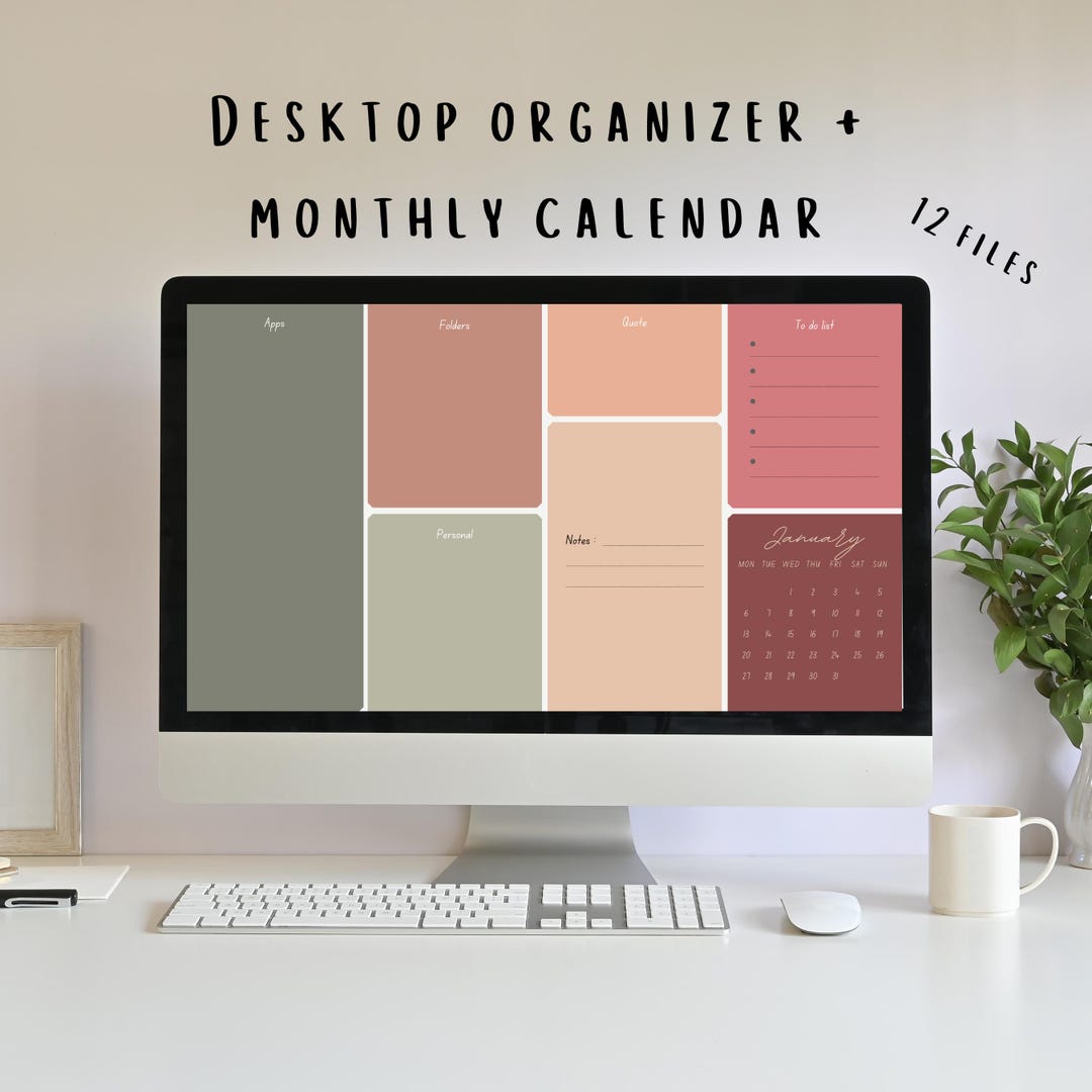 Desktop Wallpaper, Desktop Organizer, 2025 Calendar Colorful Wallpaper ...