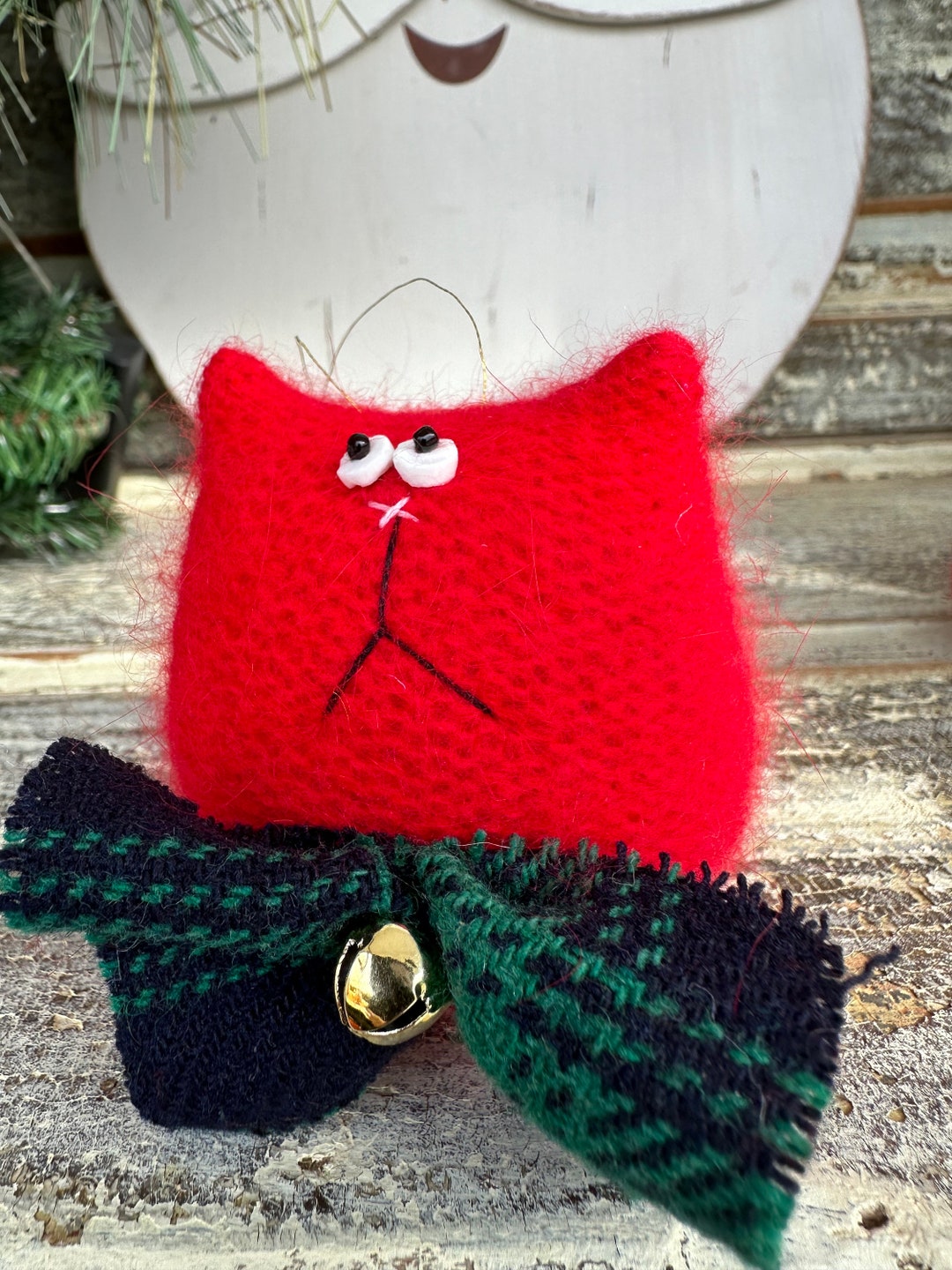 Christmas Cat Ornament Red Cashmere Cat Doll Soft Kitten - Etsy